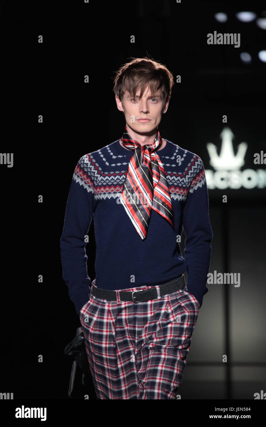 A model wears a creation by Macson during the Fall/Winter 2017-2018 ...