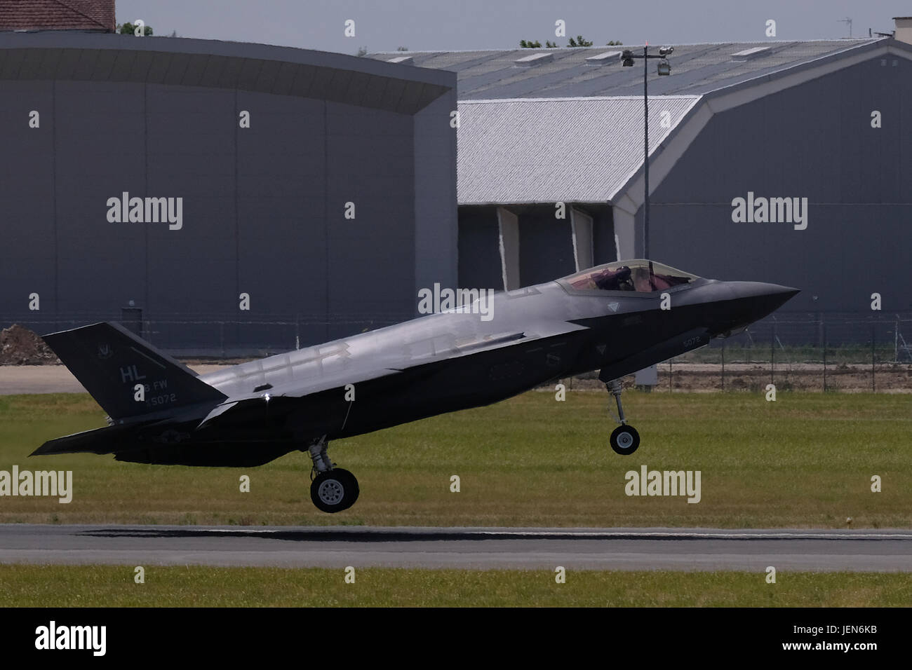Lockheed Martin F-35A Lightning II lands after performing an aerial ...