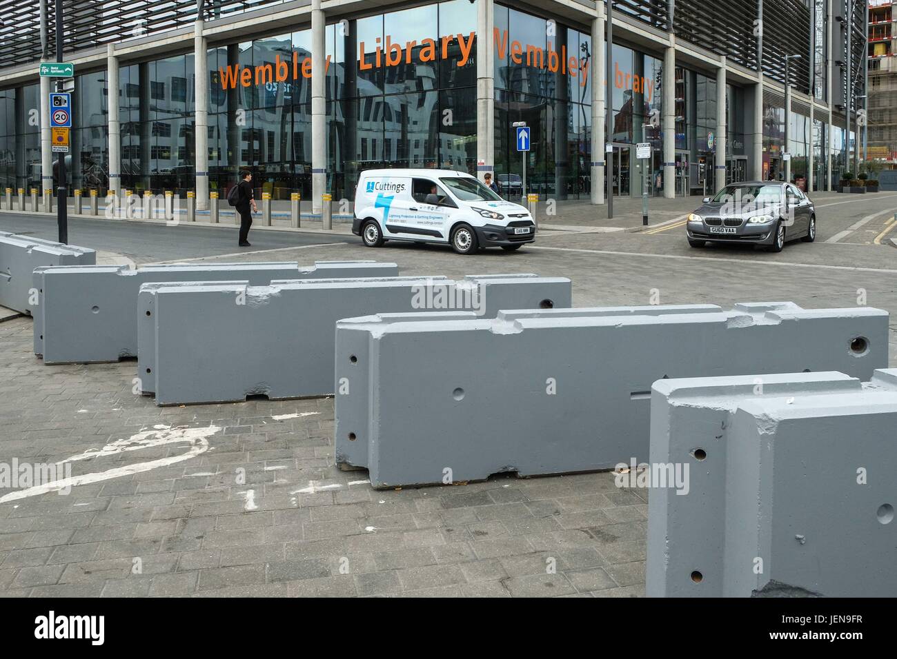 London, UK. 27th June 2017. Security barriers installed at Wembley ...