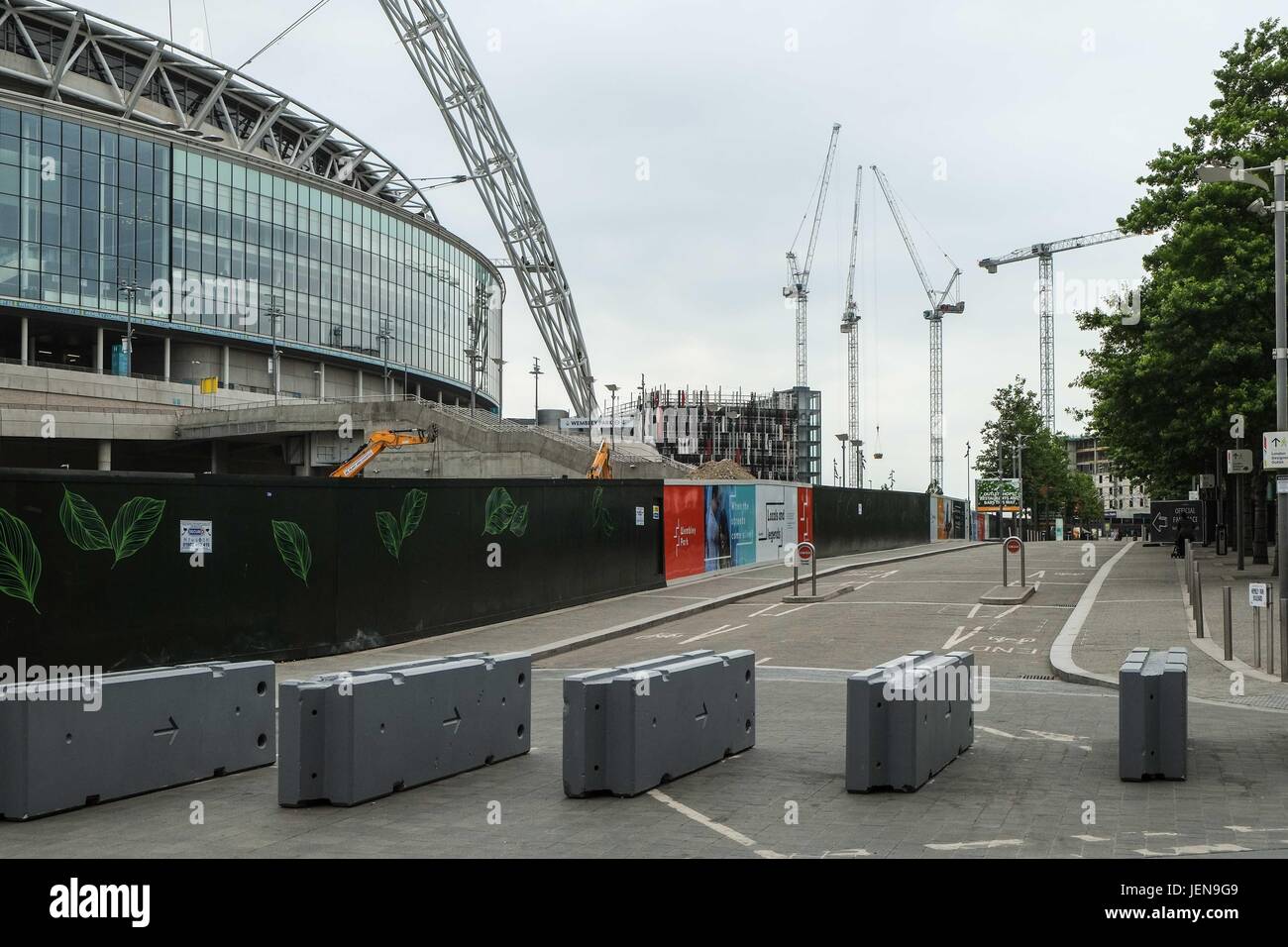 London, UK. 27th June 2017. Security barriers installed at Wembley ...