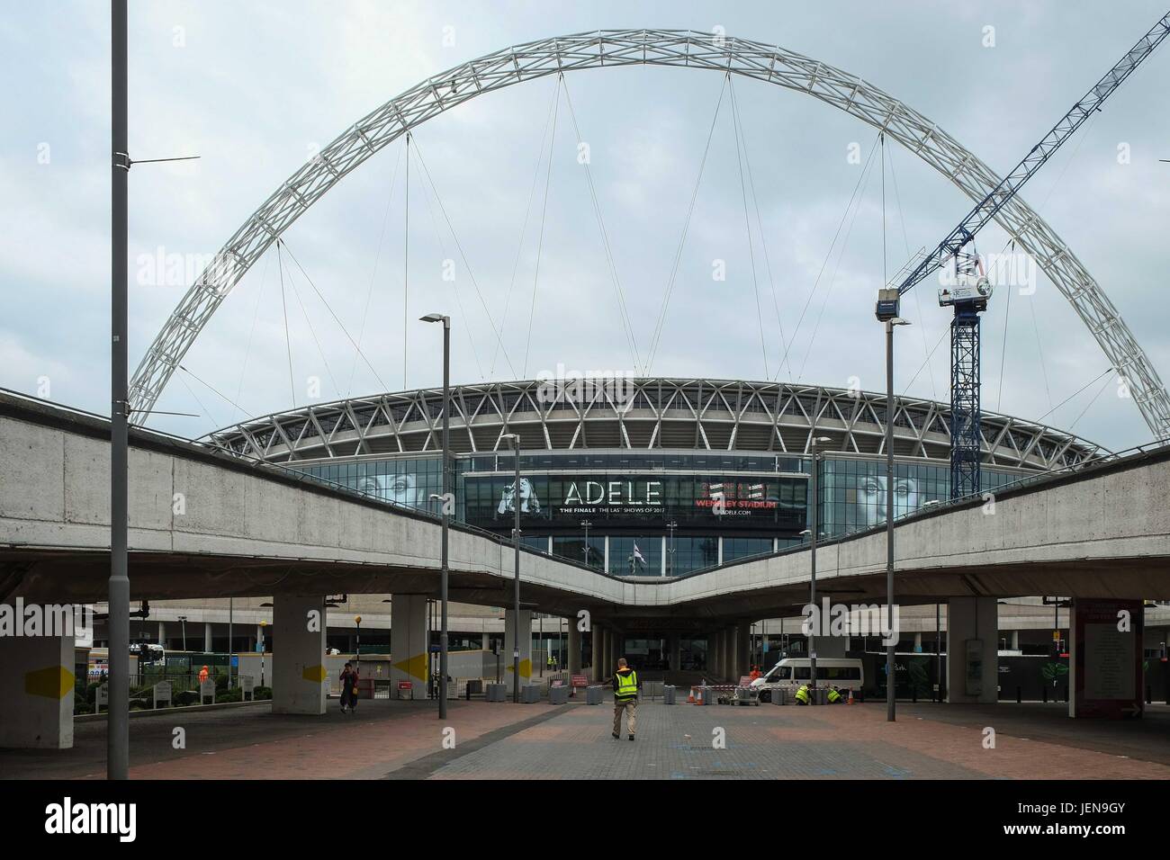 London, UK. 27th June 2017. Security barriers installed at Wembley ...