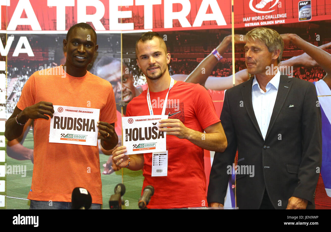Ostrava, Czech Republic. 27th June, 2017. From left athletes David ...