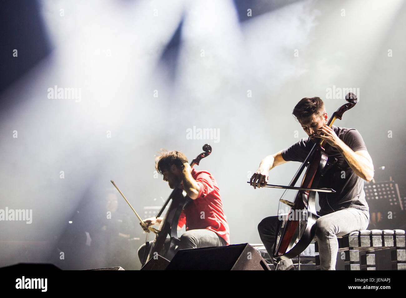 Rome, Italy. 26th Jun, 2017. The 2Cellos in concert at the Centrale ...