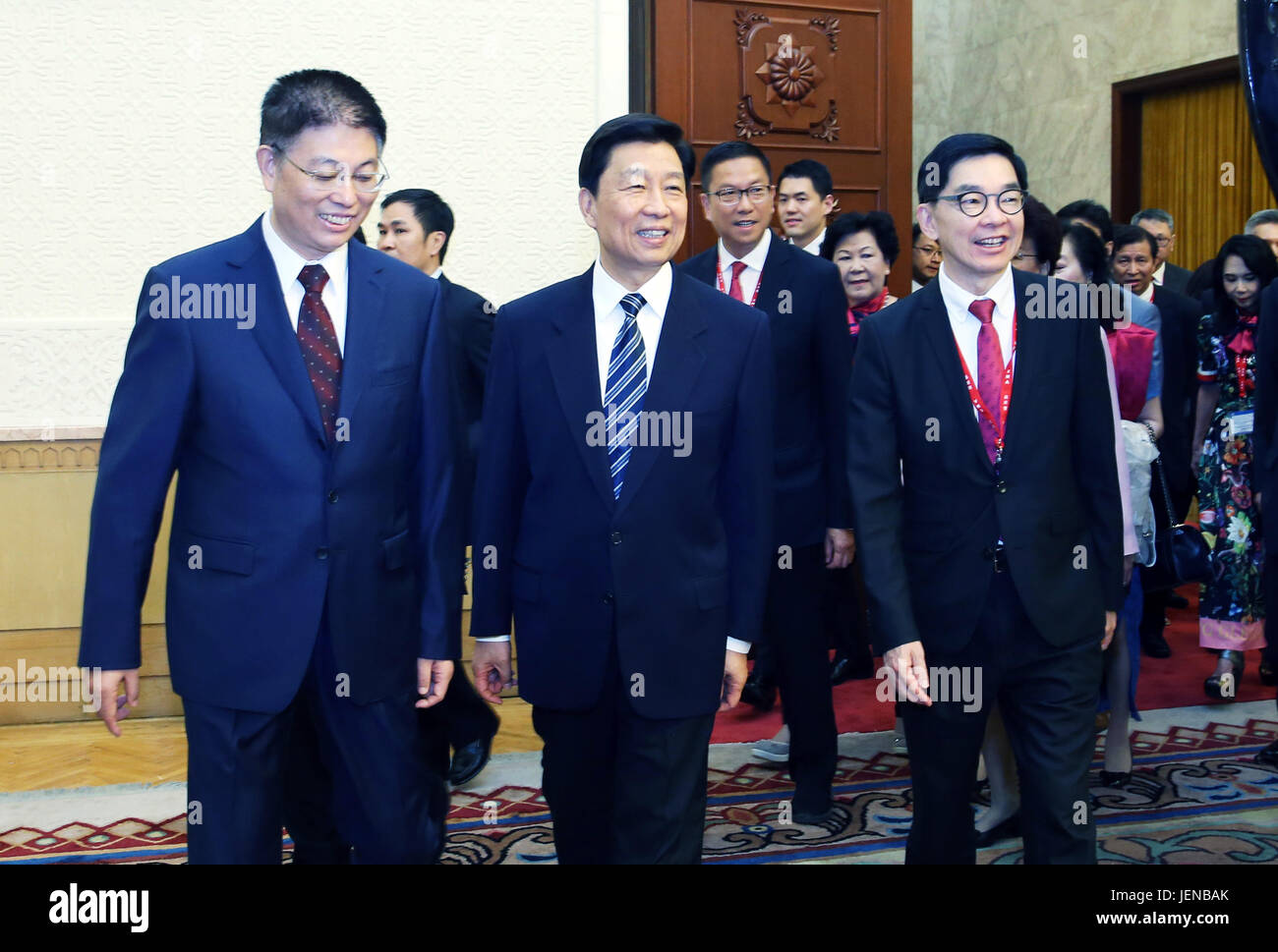 Beijing, China. 27th June, 2017. Chinese Vice President Li Yuanchao (C ...