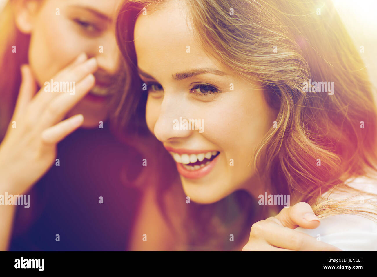 Women friends gossip face to face hi-res stock photography and images ...