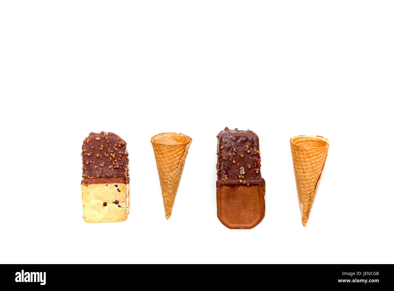 Ice-cream sandwiches and waffle cones Stock Photo - Alamy
