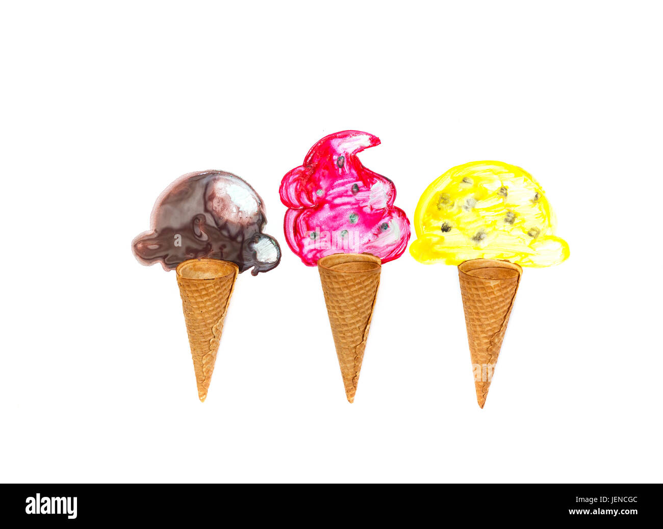 Three ice-cream cones Stock Photo - Alamy