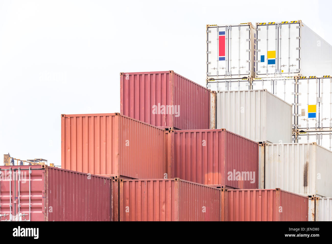 Cargo Containers Stack at the Pier docks Stock Photo - Alamy