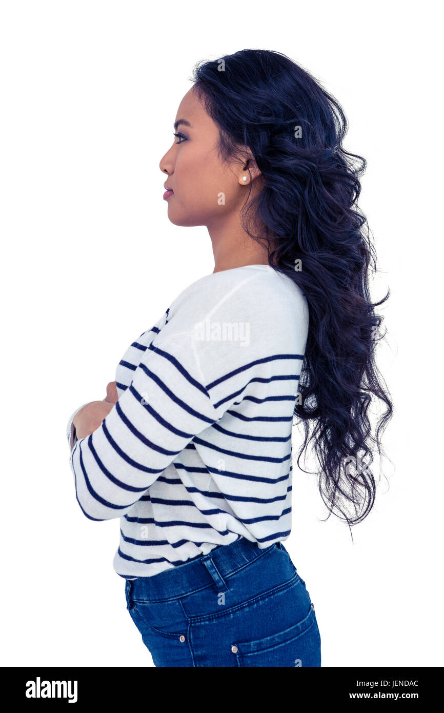 Side view pretty brunette arms hi-res stock photography and images - Alamy