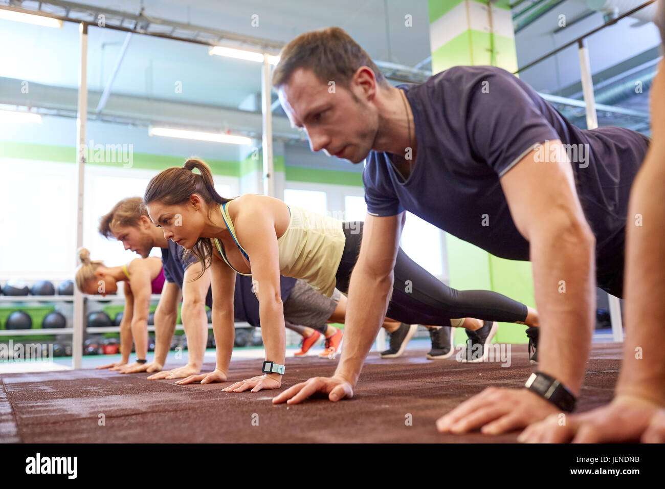 group of people exercising in gym Stock Photo - Alamy