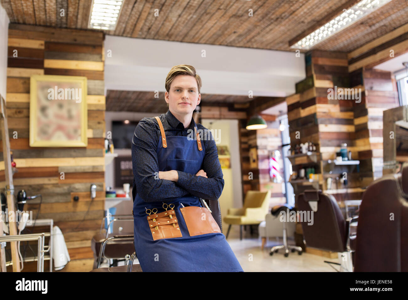 male hairdresser at hair salon or barbershop Stock Photo - Alamy