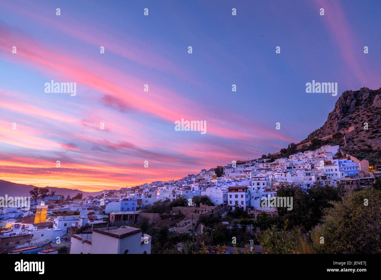 Chefchaouen At Sunset, Tangier-Tetouan, Morocco Stock Photo - Alamy
