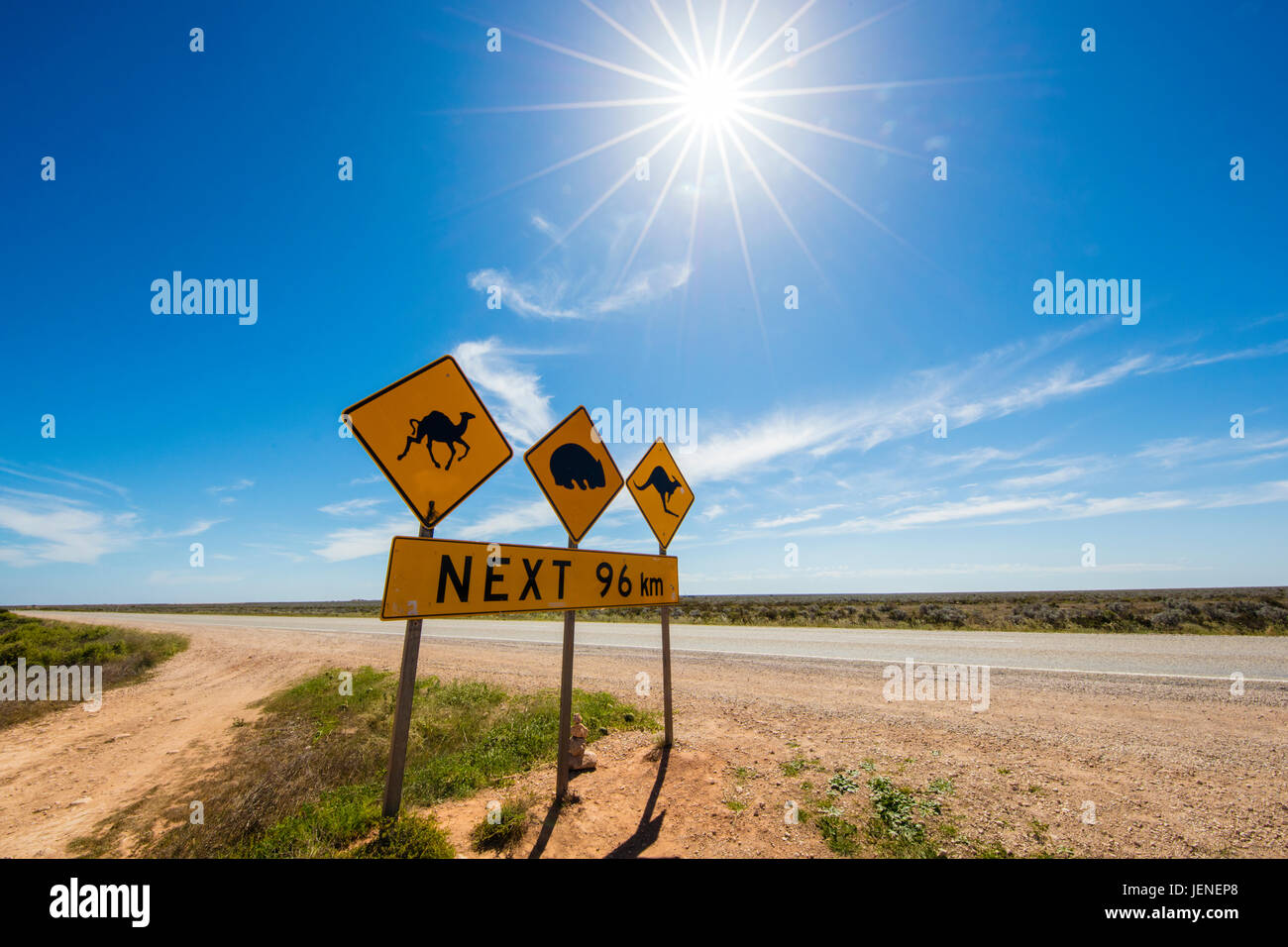 Road signs on the Nullarbor Plain, Western Australia, Australia Stock ...