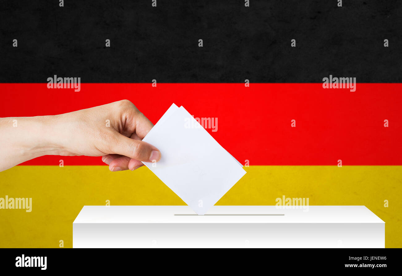 hand of german with ballot and box on election Stock Photo - Alamy