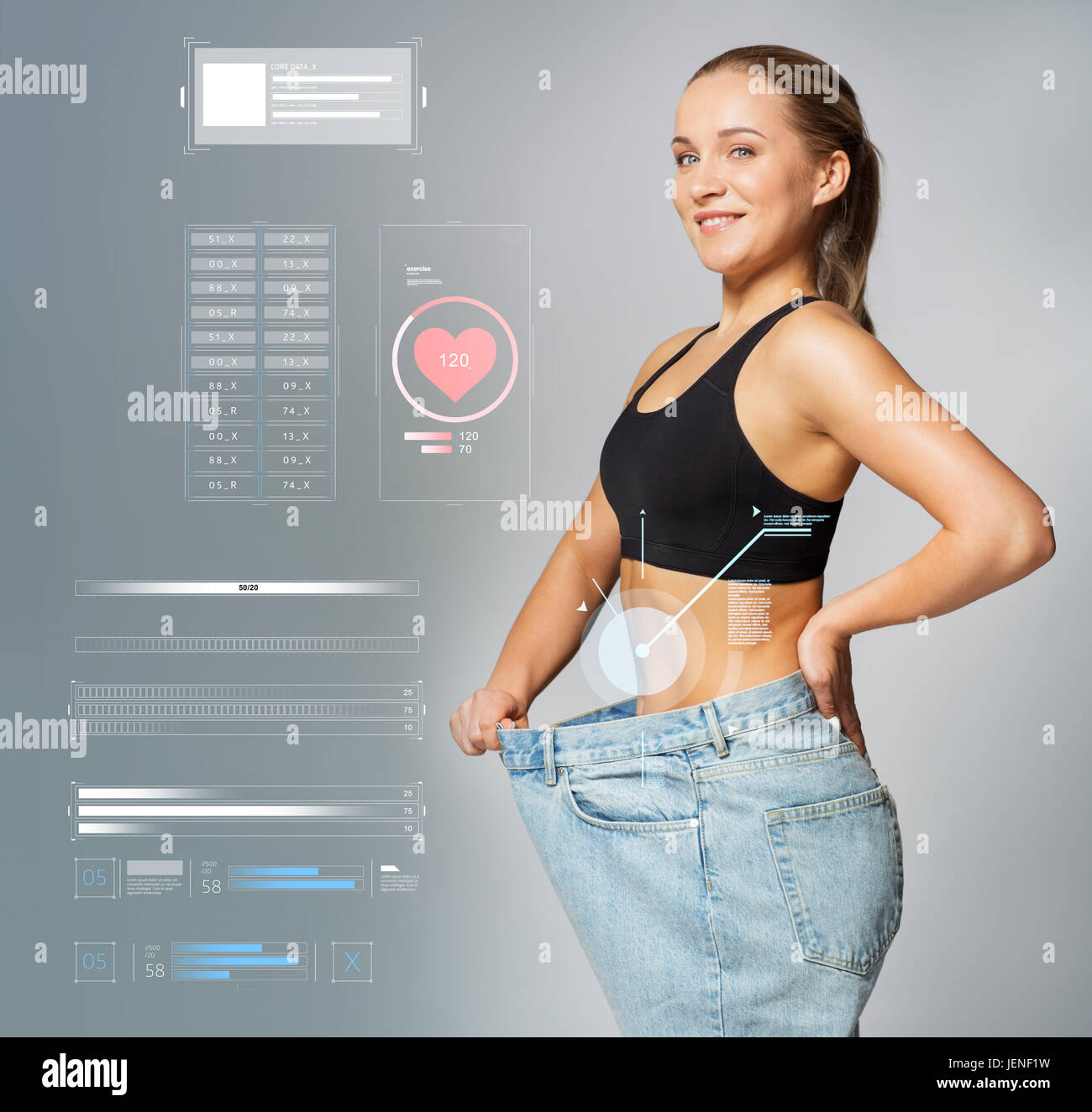 Side view smiling slim woman hi-res stock photography and images - Alamy