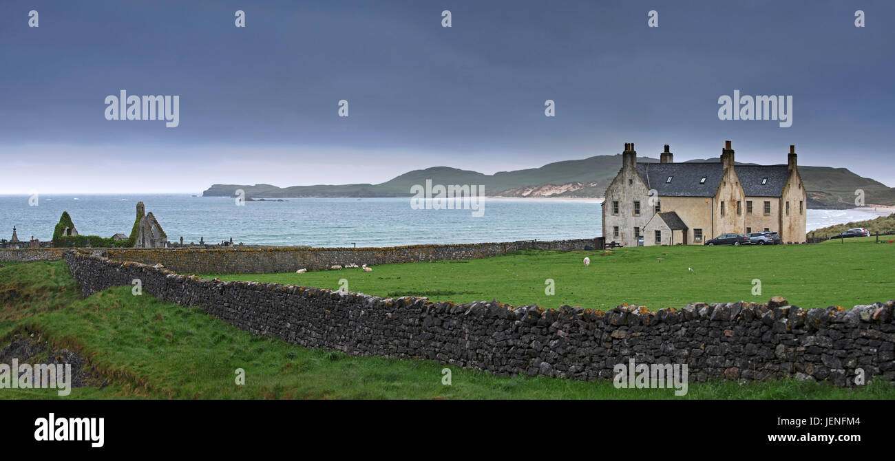 Ruined church and the Balnakeil House, 18th century mansion near ...
