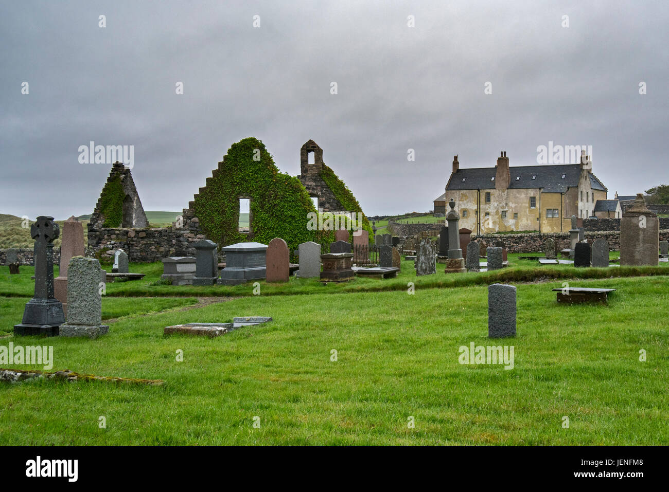 Ruined church and the Balnakeil House, 18th century mansion near ...