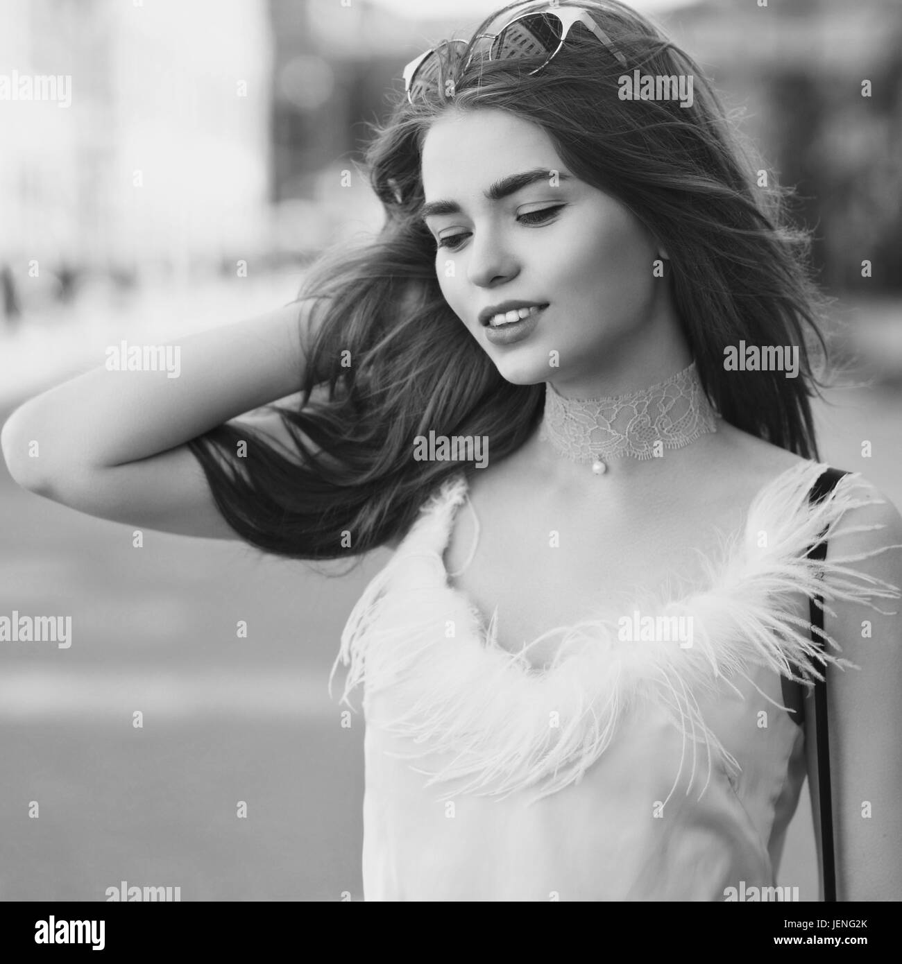 Red hair woman street portrait Stock Photo - Alamy