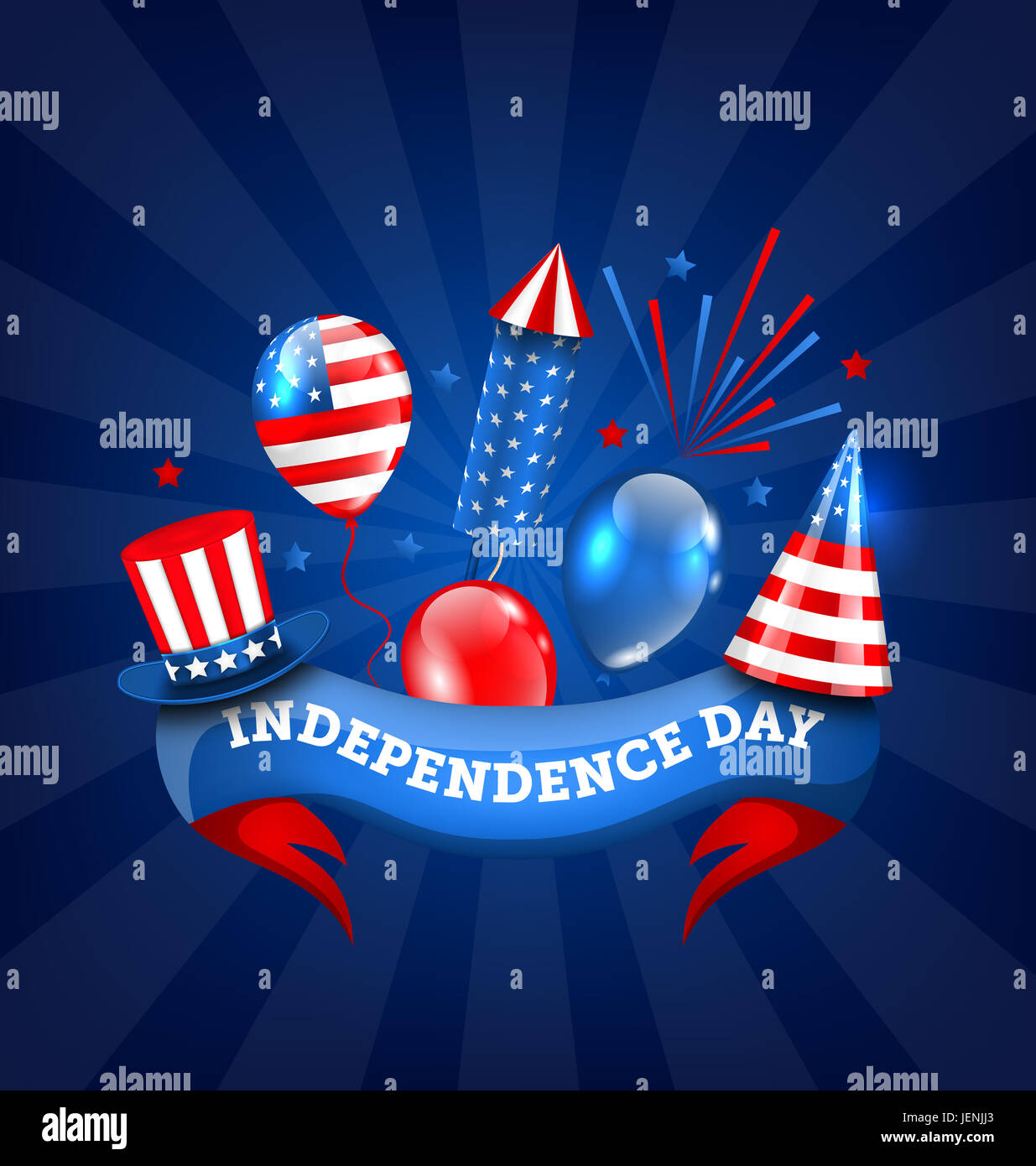 American Banner for Independence Day, Traditional Colorful Symbols and ...