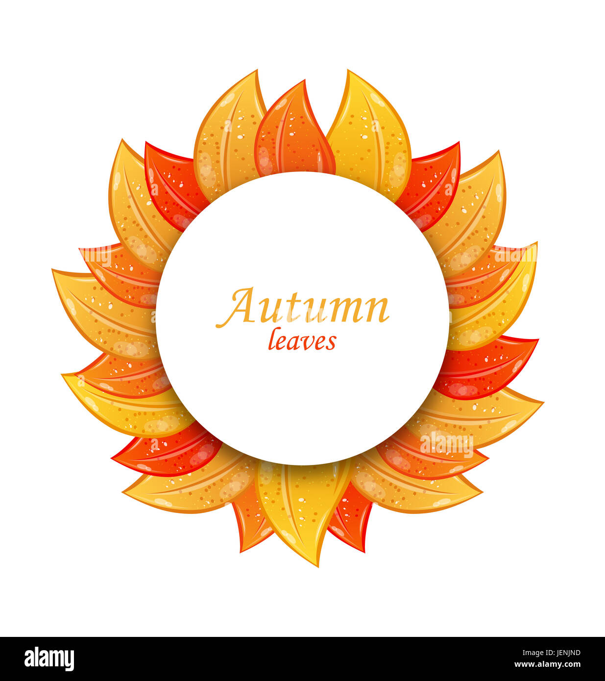 Autumn Greeting Card with Colorful Leaves, Isolated on White Background ...