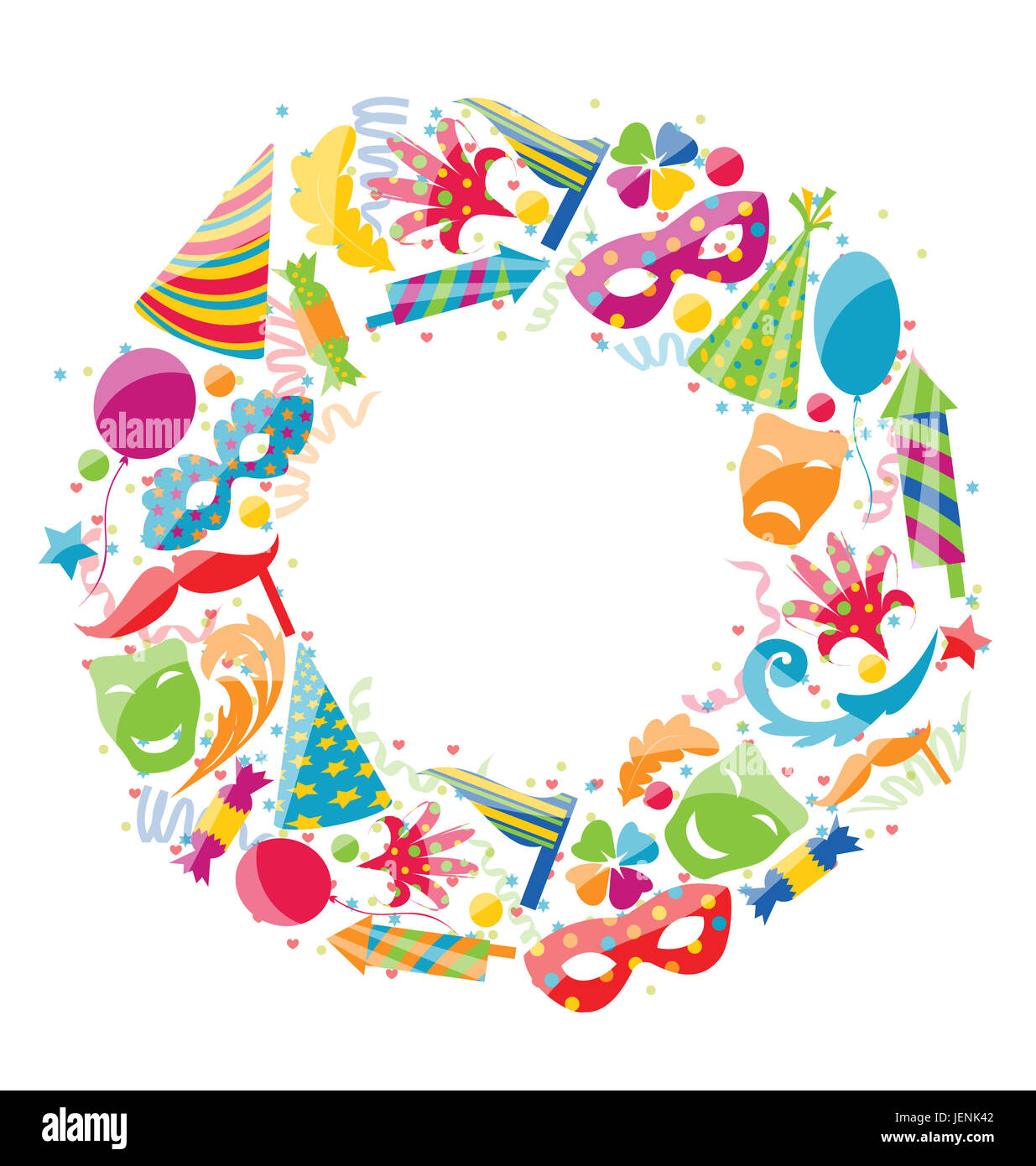 Illustration Festive Round Frame for Carnival, Party Circus Colorful ...