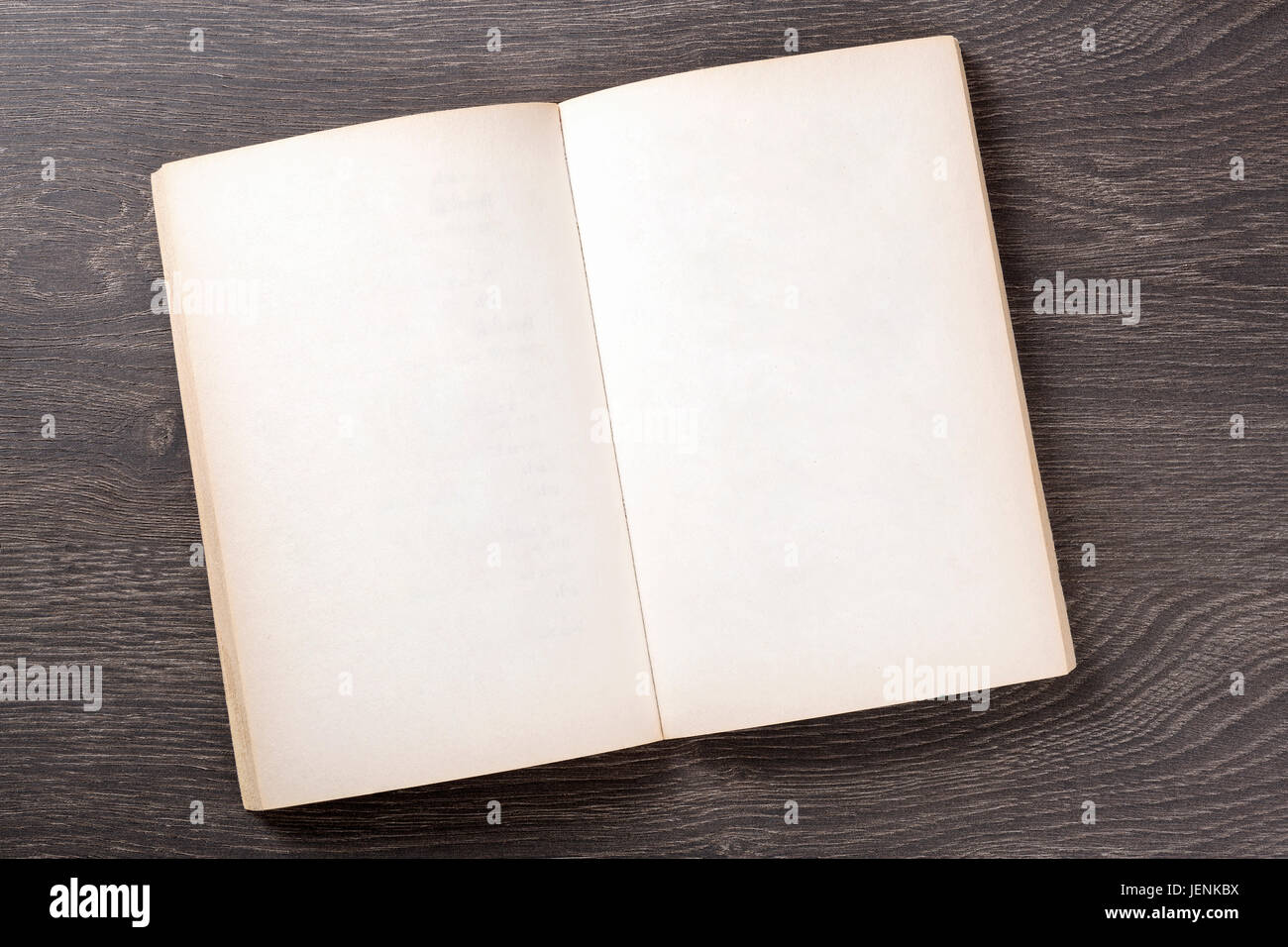 Open blank book on a wooden background Stock Photo - Alamy