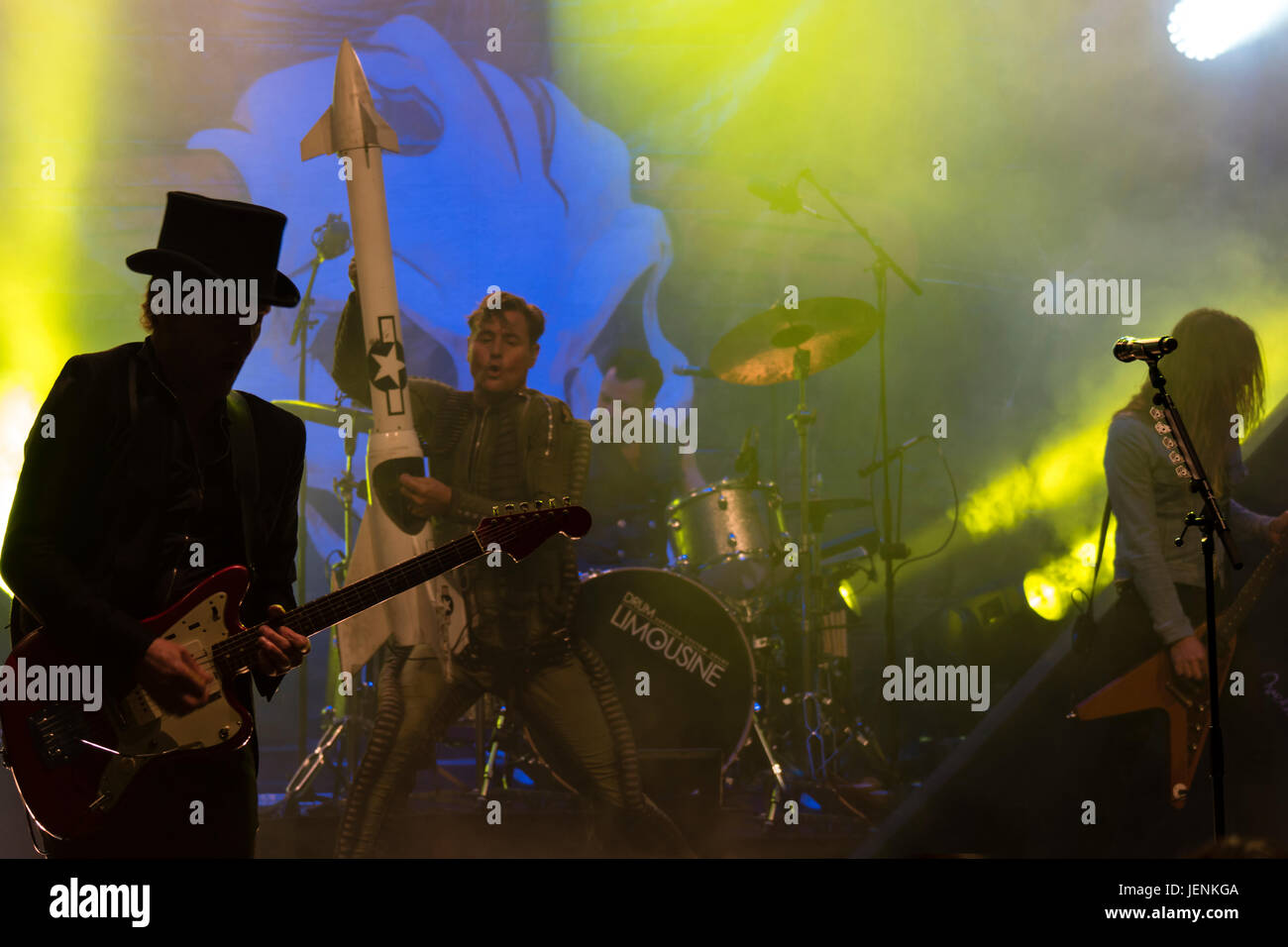 Kiel, Germany, June 25, 2017: Danish Heavy Rock Band D-A-D performing ...