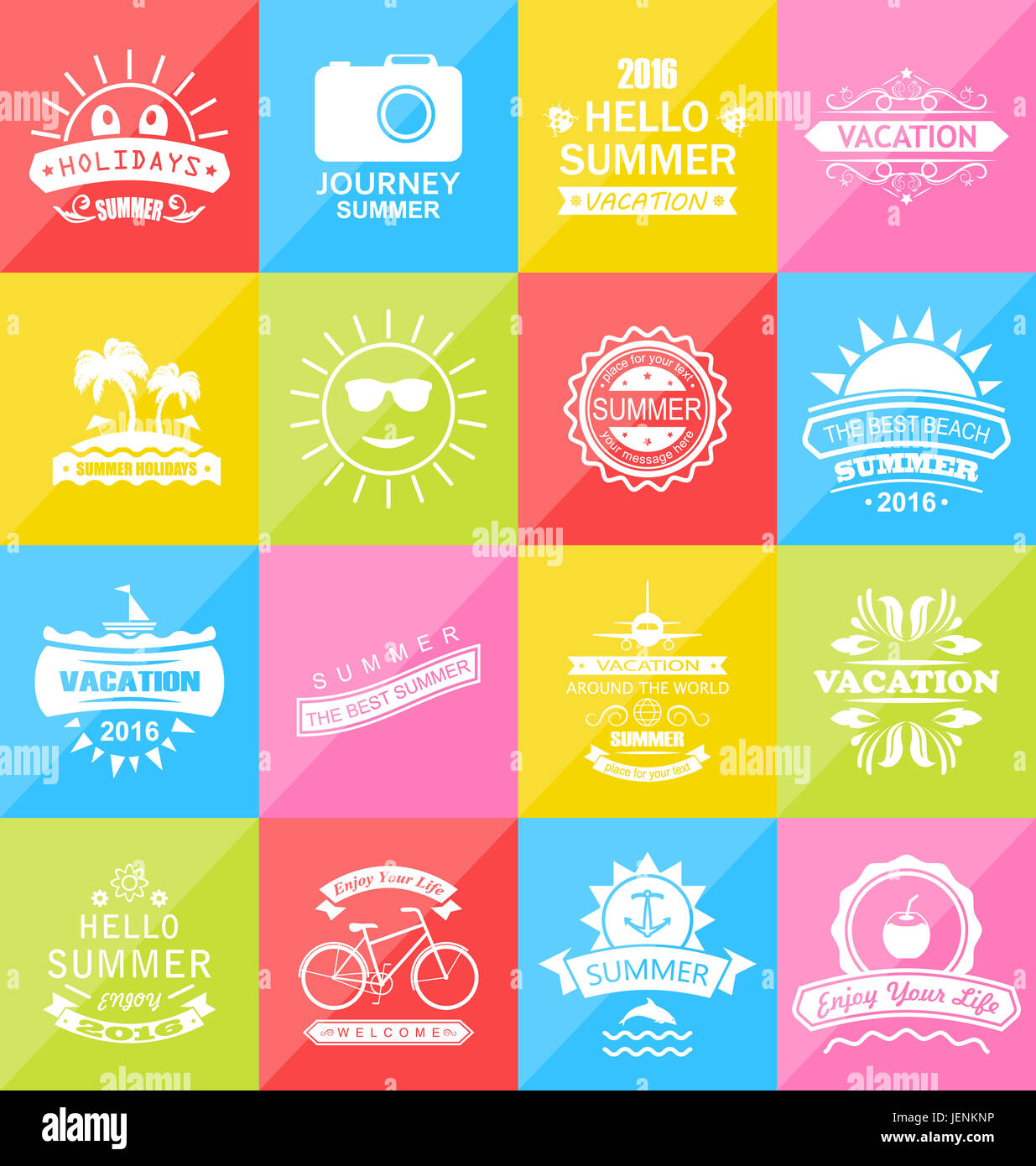 Illustration Set Summer Holidays Labels, Design Elements and Typography ...