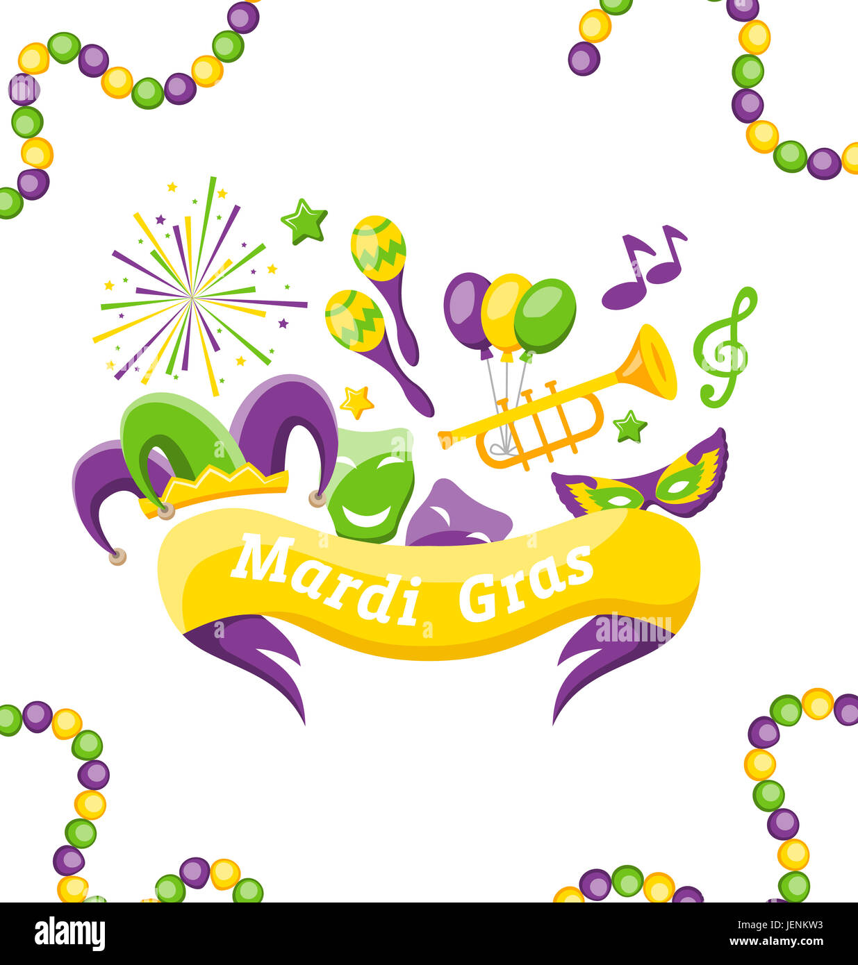 Illustration Celebration Banner with Set Carnival Icons and Objects for ...