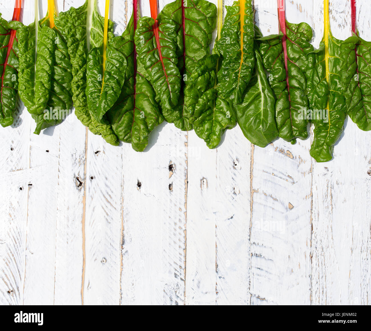 Flat lay rainbow swiss chard healthy diet recipes mock up white wood ...