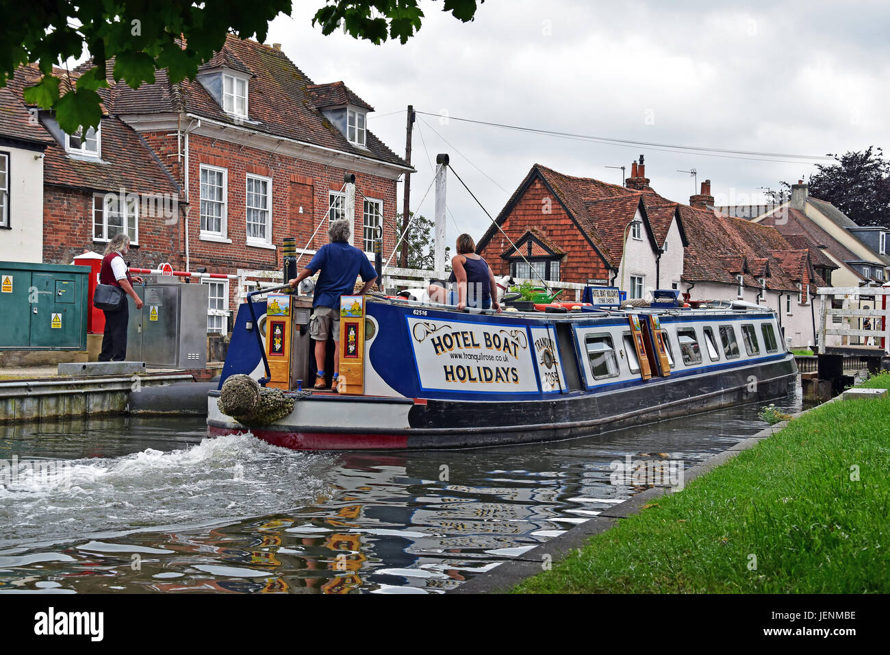 Barge going through a canal lock hi-res stock photography and images ...