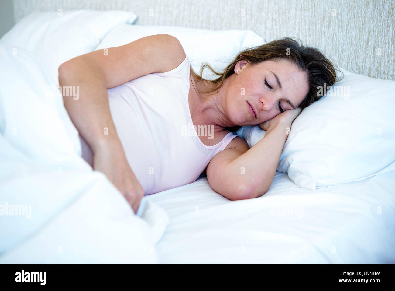 relaxed looking woman deep asleep Stock Photo - Alamy