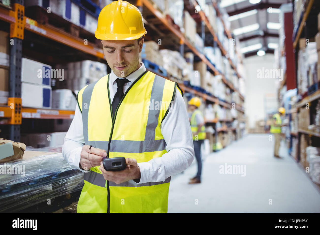 Portrait of smiling warehouse manager Stock Photo - Alamy