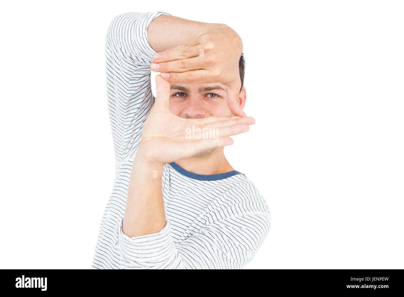 Man looking at camera and gesturing Stock Photo - Alamy