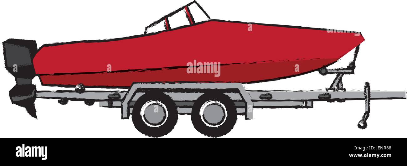 drawn boat with trailer transport maritime image Stock Vector Image ...