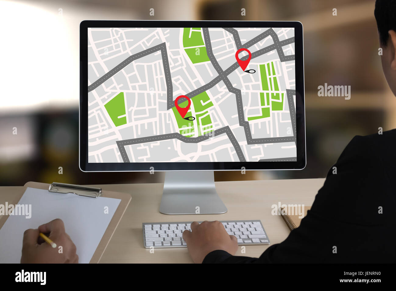 GPS Map to Route Destination network connection Location Street Map ...