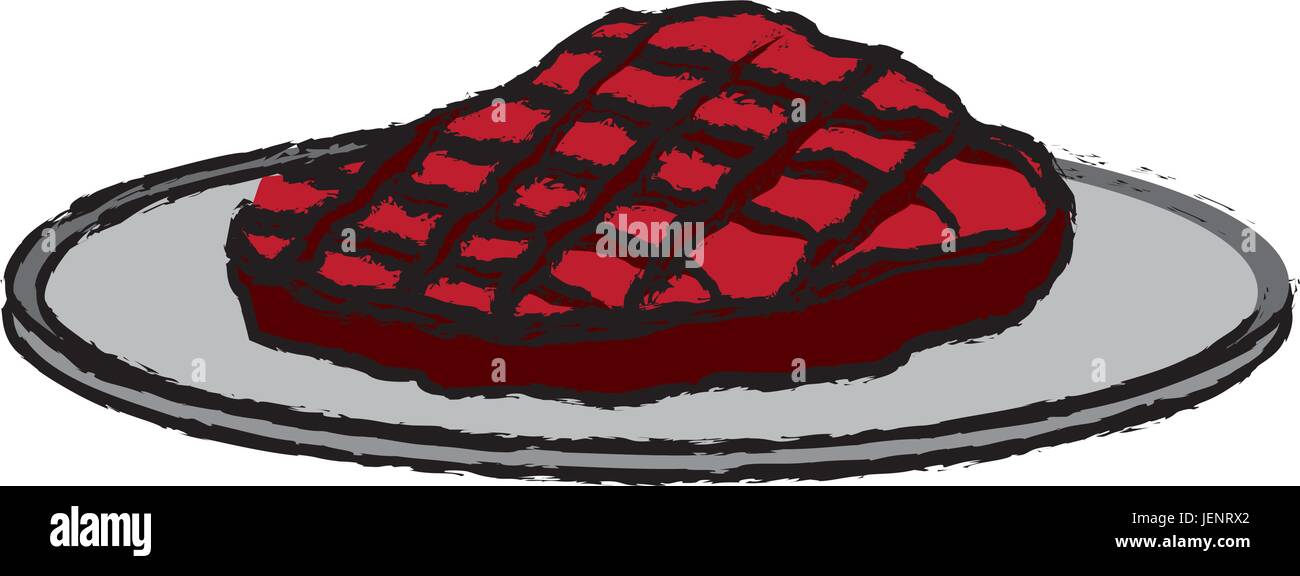 cartoon steak beef delicious with plate dinner Stock Vector Image & Art ...