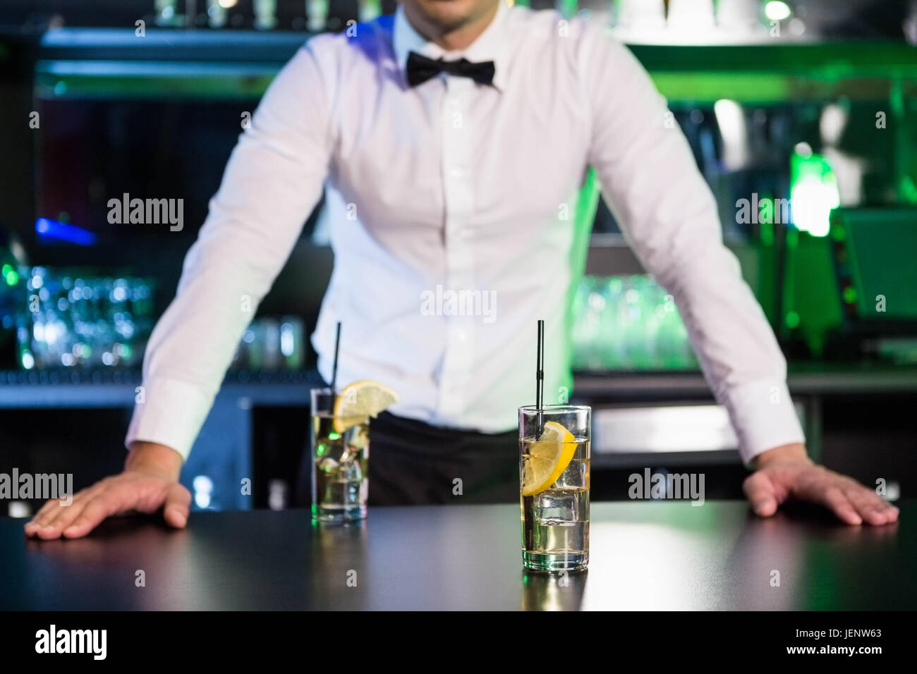 Two glasses of gin on bar counter Stock Photo - Alamy