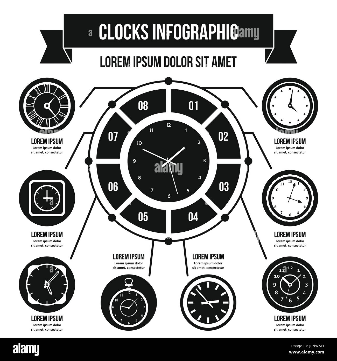 Different time zone clocks Stock Vector Images - Alamy
