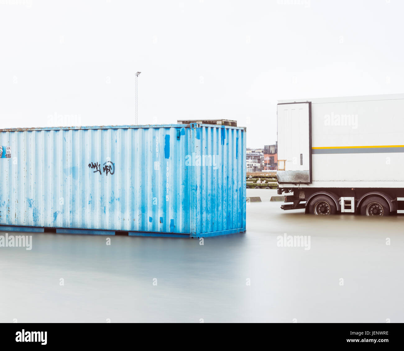 Cargo container in water Stock Photo - Alamy