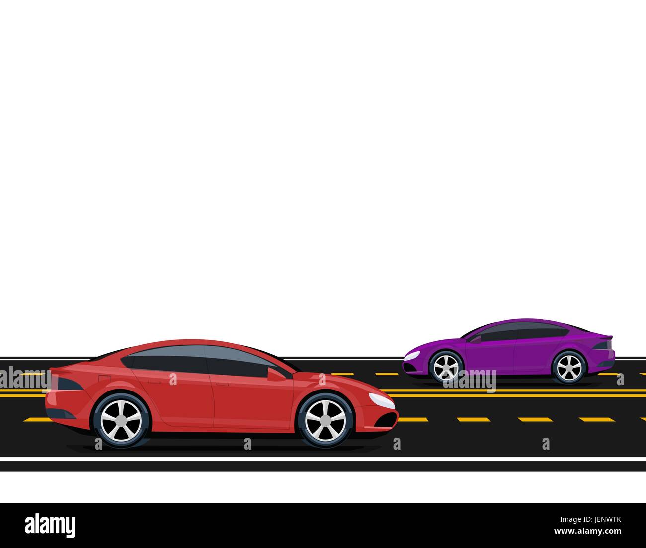 Car Driving On Road Side View