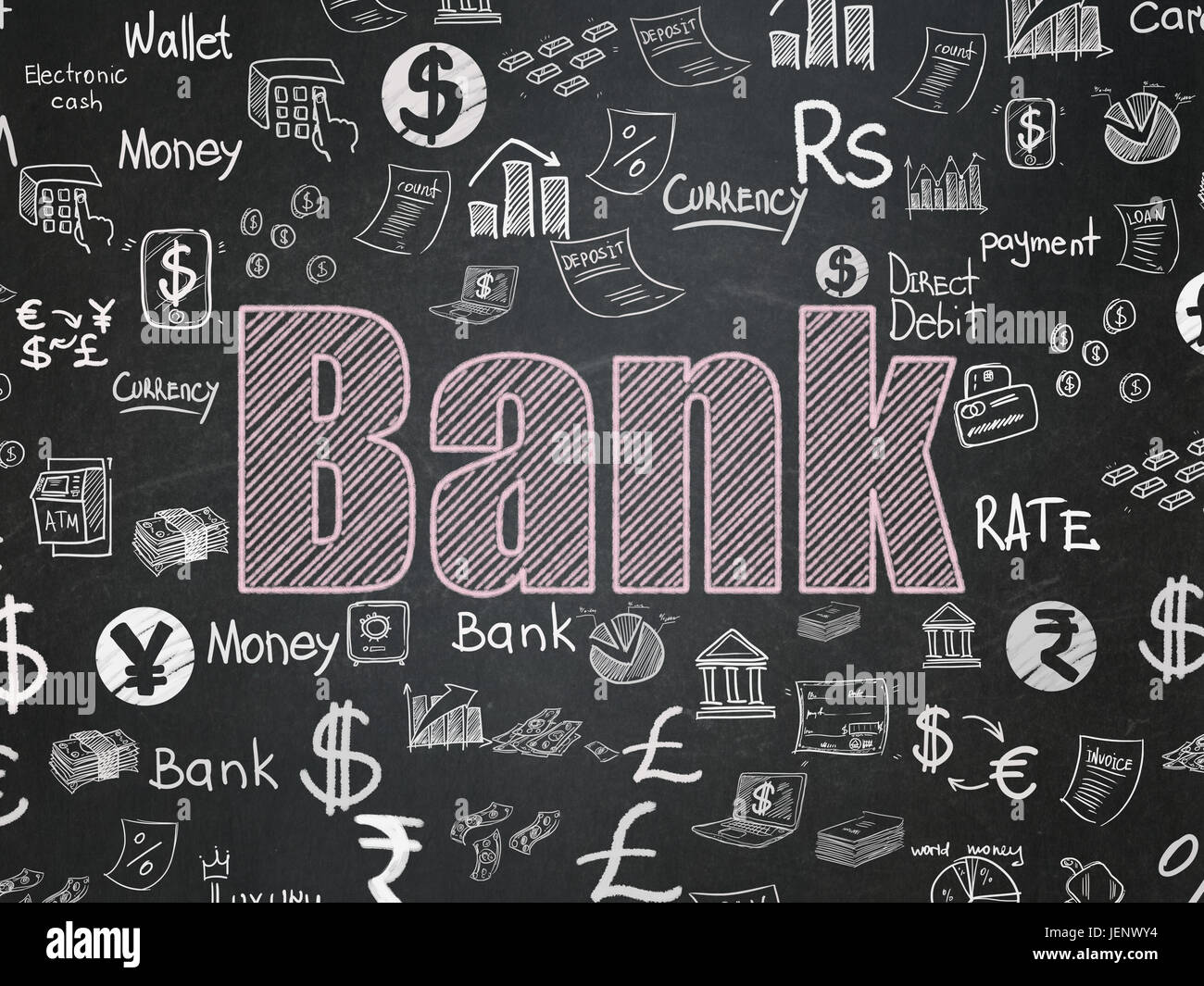 Banking concept: Bank on School board background Stock Photo - Alamy