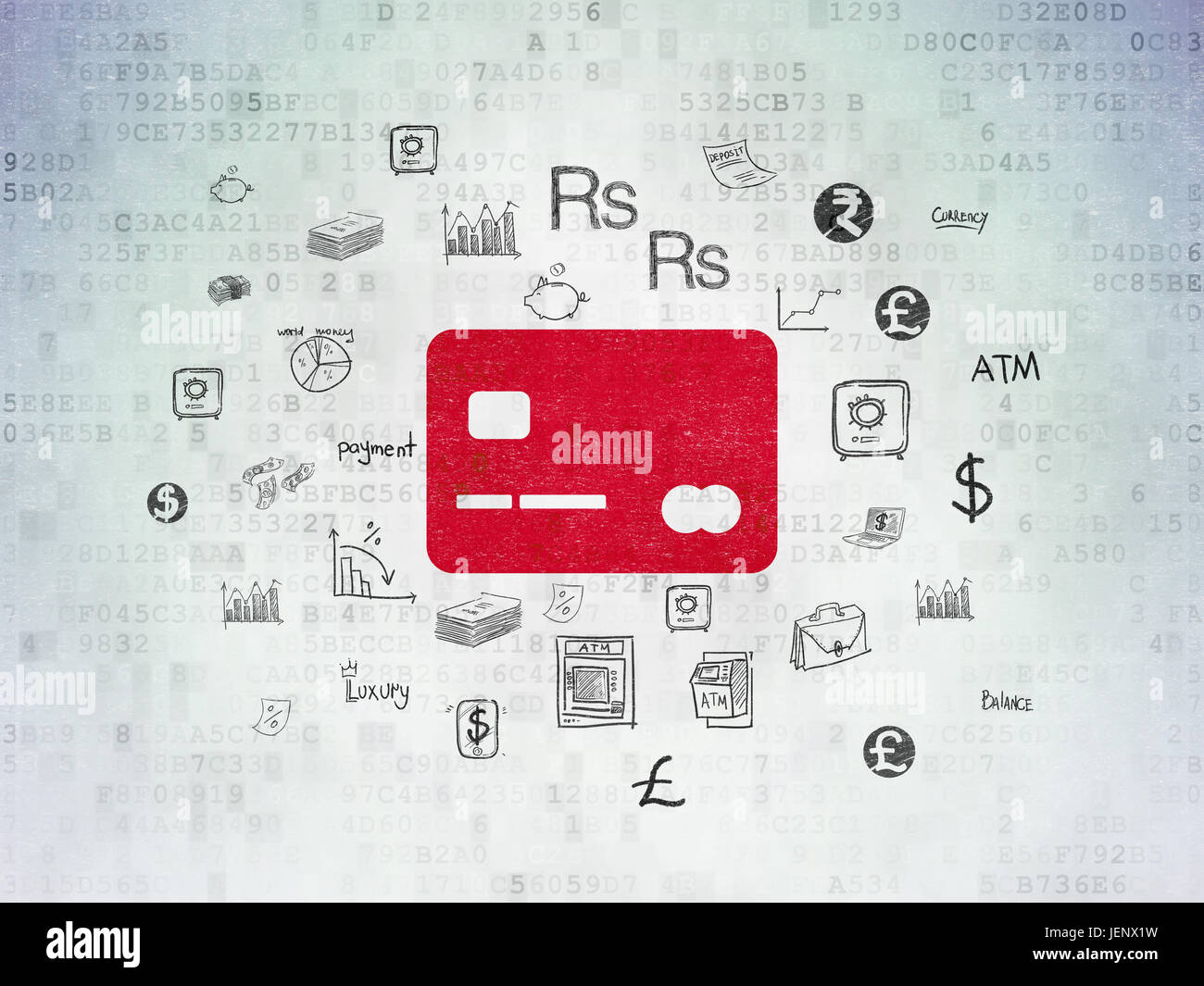 Currency concept: Credit Card on Digital Data Paper background Stock ...