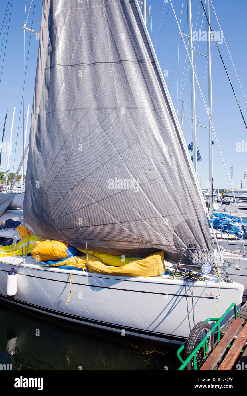 Moored sailing boat Stock Photo - Alamy