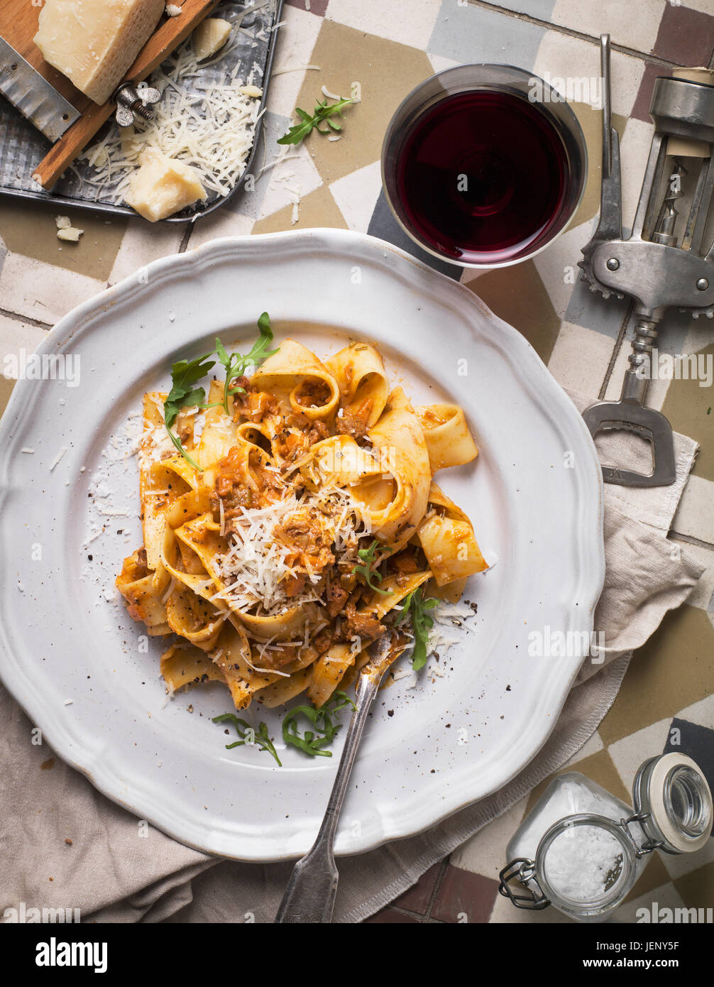 Tagliatelle pasta on plate Stock Photo - Alamy