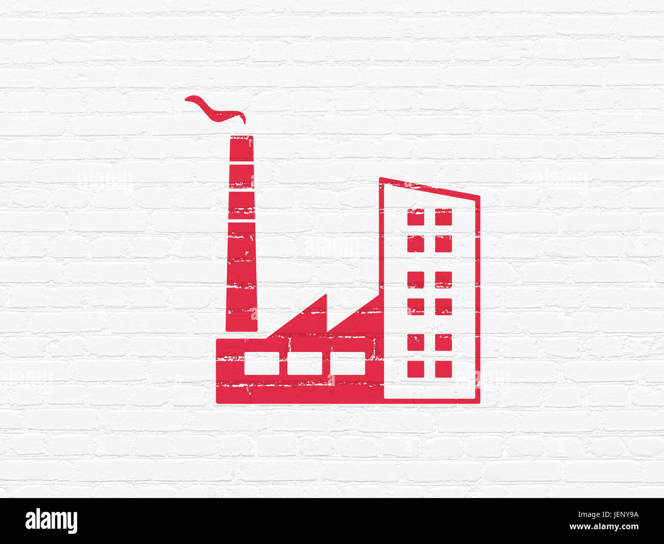 Finance concept: Industry Building on wall background Stock Photo - Alamy