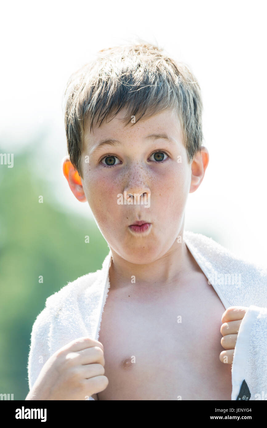 Portrait of boy making face Stock Photo - Alamy