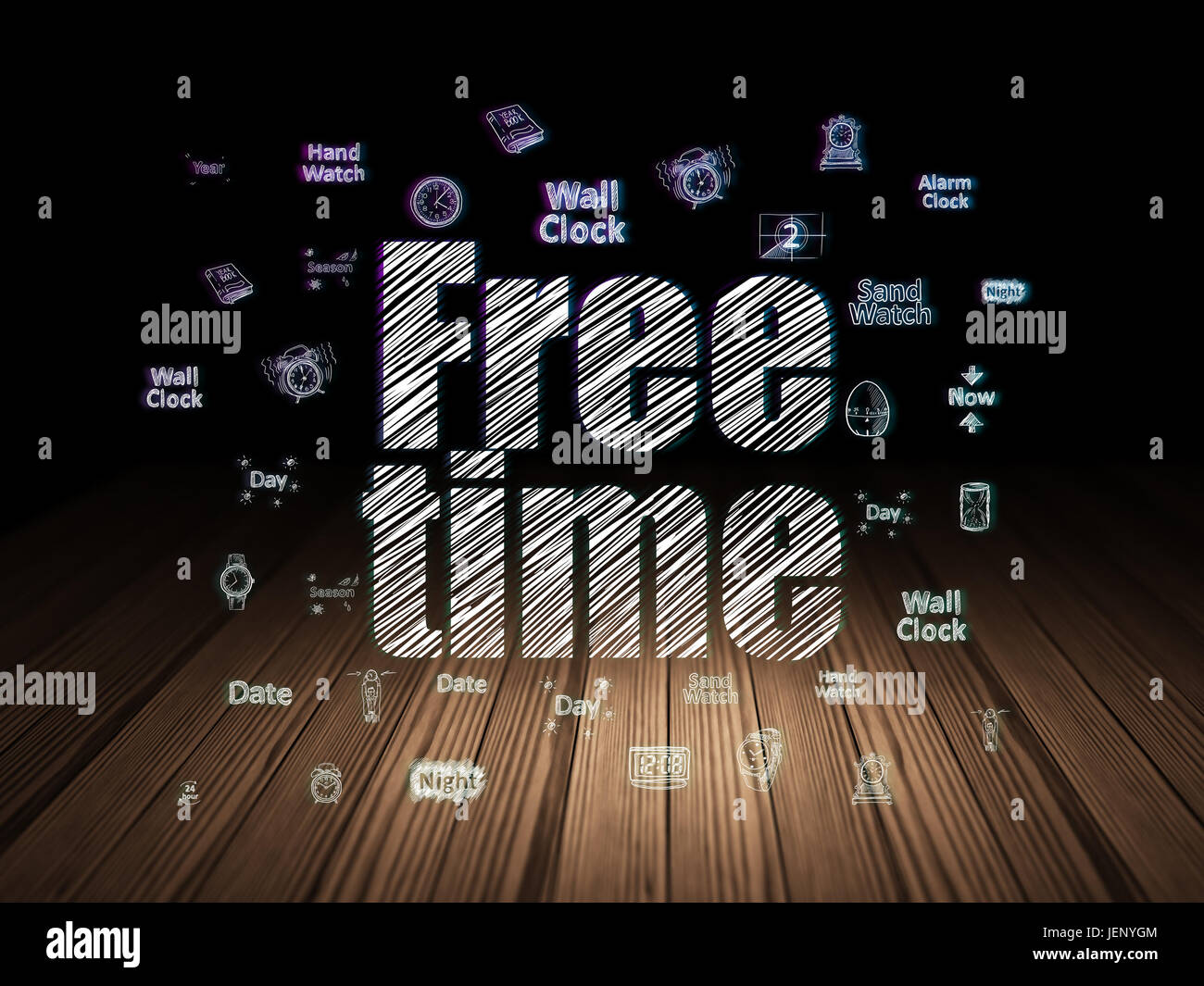 Timeline concept: Free Time in grunge dark room Stock Photo - Alamy