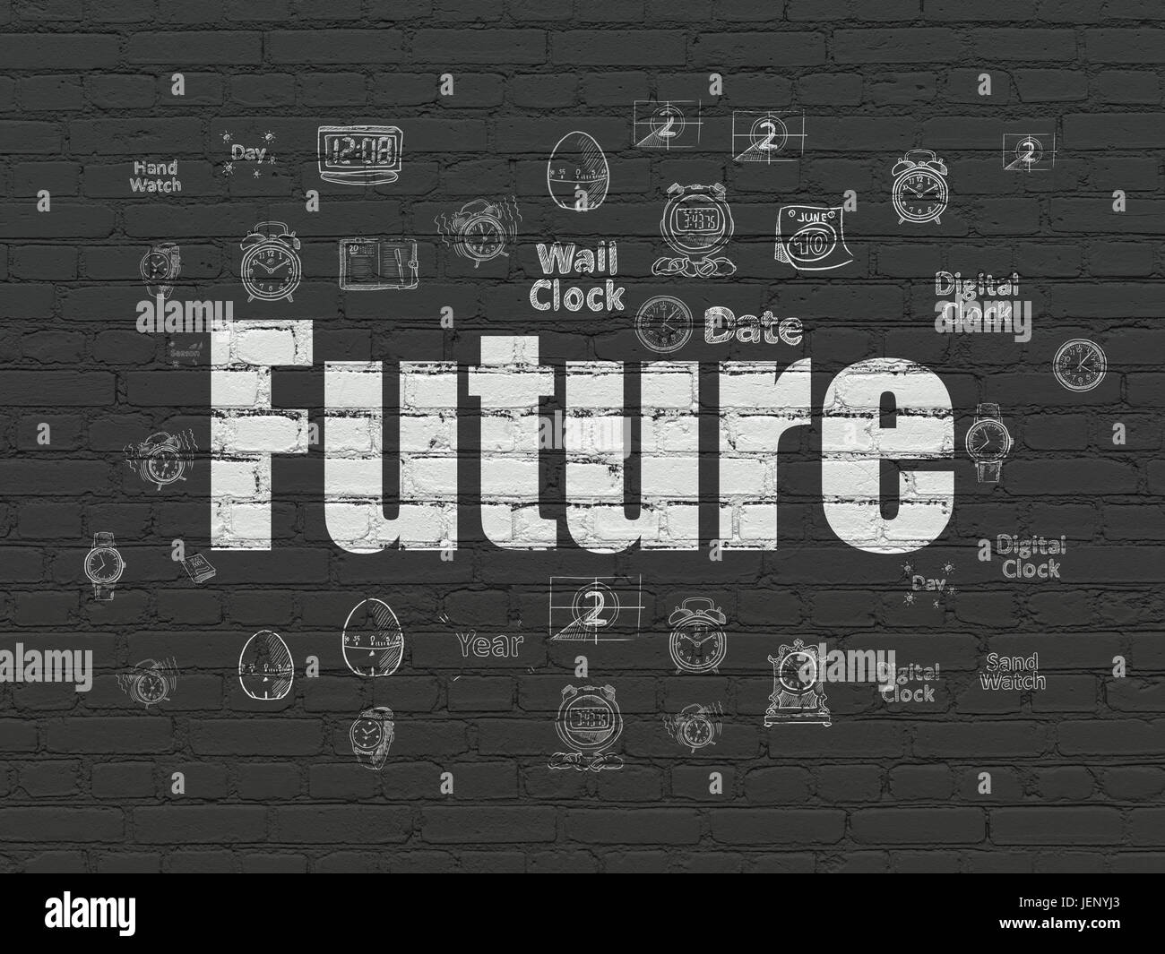Time concept: Future on wall background Stock Photo - Alamy