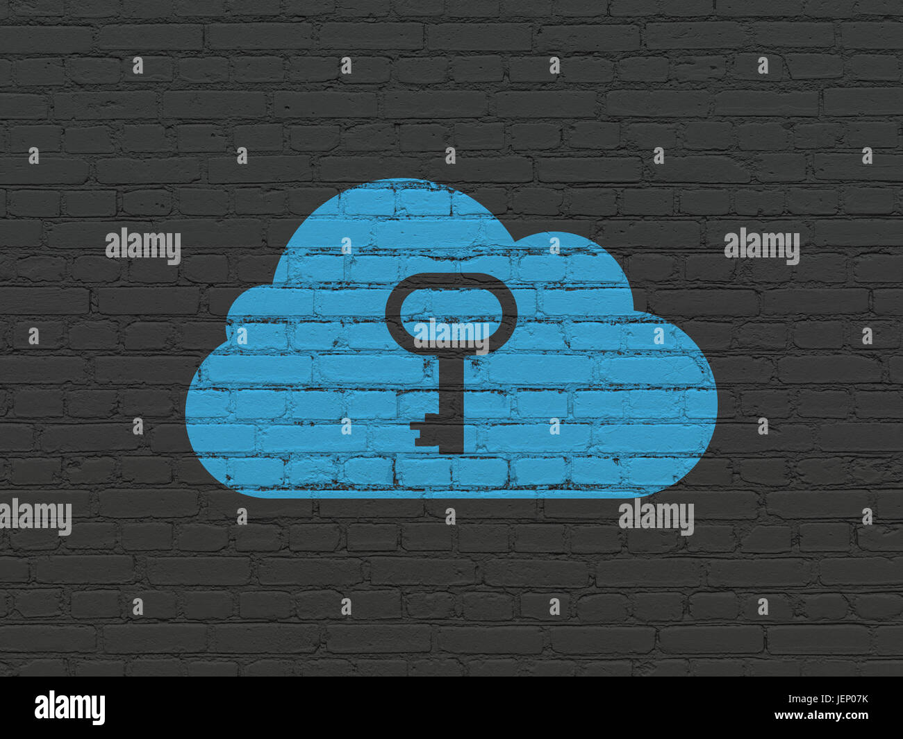 Cloud networking concept: Cloud With Key on wall background Stock Photo ...